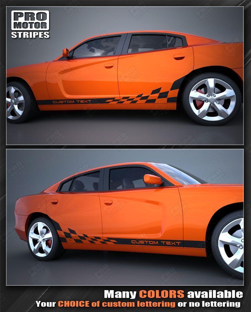 Dodge Charger 2011-2014 Checkered Flag Rocker Panel Side Stripes 12260 ...