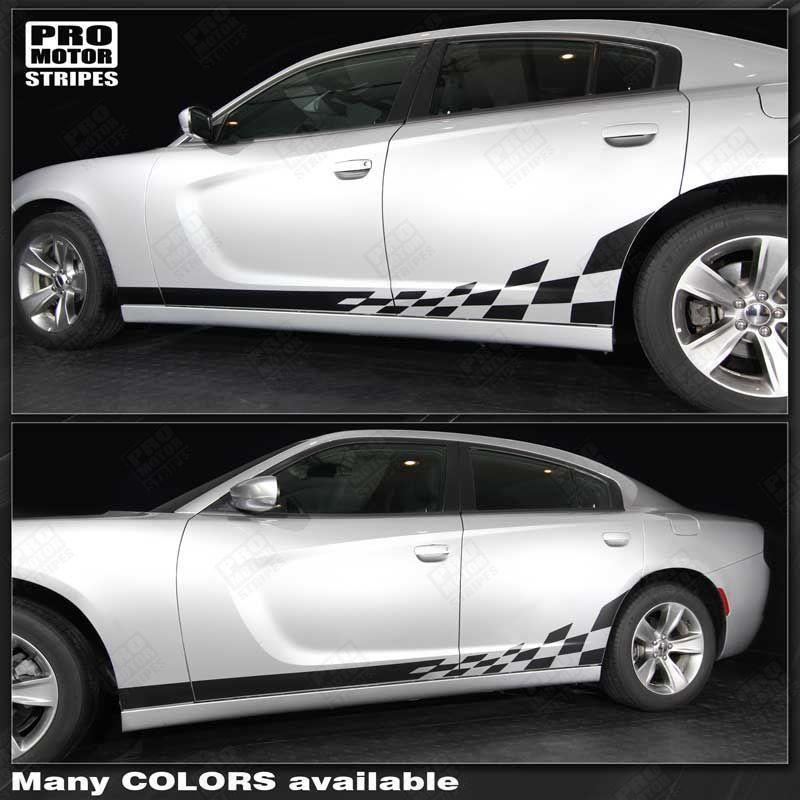 Dodge Charger 2011-2023 Checkered Rocker Panel Side Stripes Decal 1323 ...