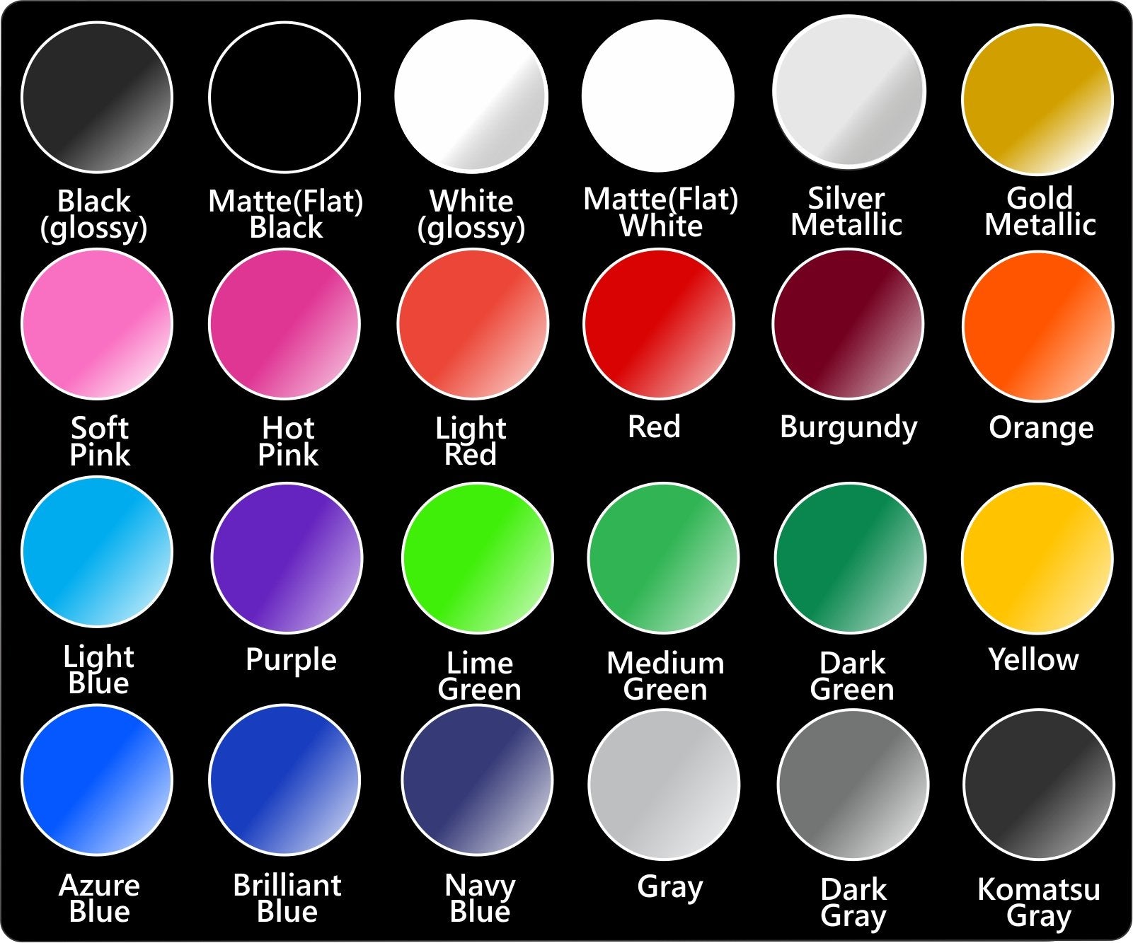 Color Table and Free Samples | Pro Motor Stripes